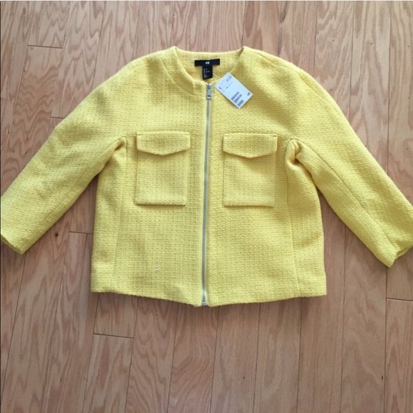 H&M | Jackets & Coats | Nwt Hm Yellow Tweed Jacket | Poshmark